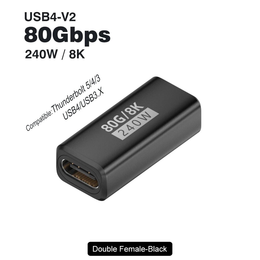 USB4 V2 адаптер Type-C 80 Гбит/с 240W 8K черный