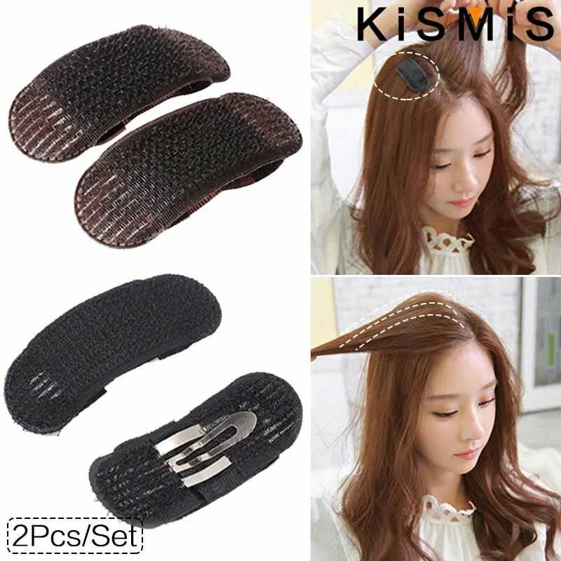 Набор из 2 дышащих заколок для волос с липучкой, формирователь пучка и невидимки для создания объема.--