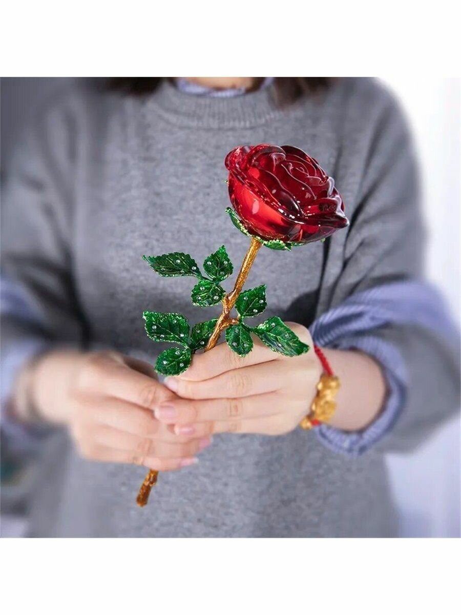 Хрустальная роза + украшение вазы