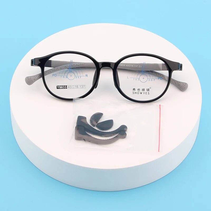 SHOWYES круглые детские очки из силикона и TR C1-Bright Black