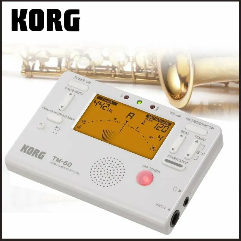 Тюнер метроном/KORG TM60/Белый/Универсальная корректура