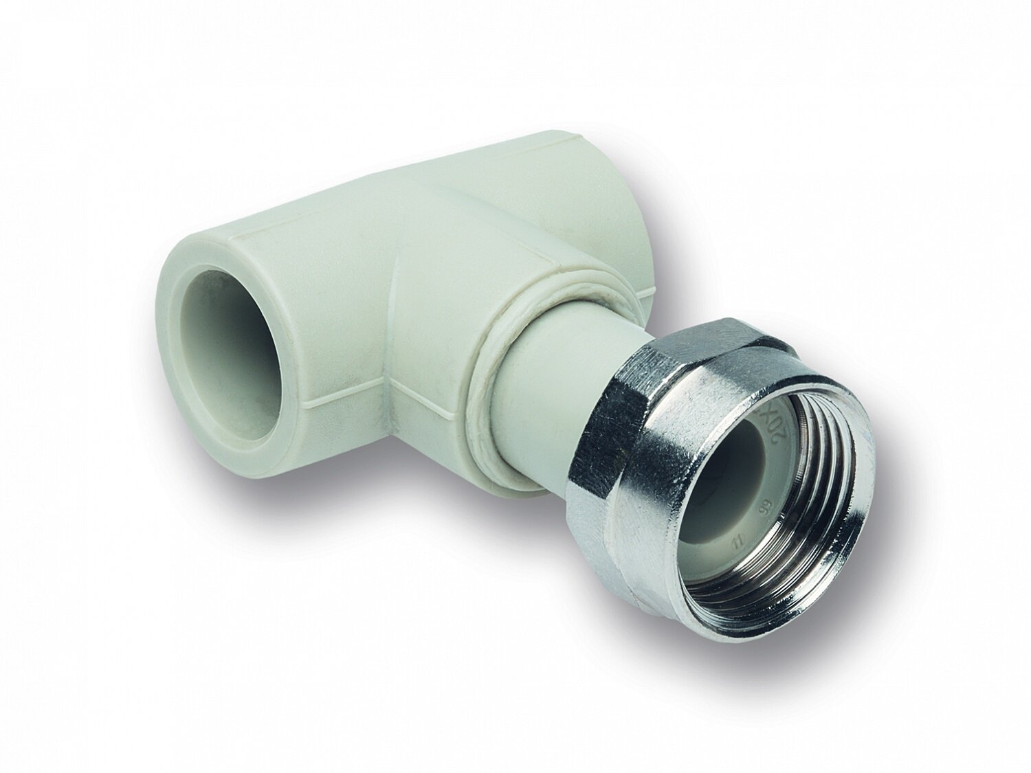 Тройник 20х3/4", с накидной гайкой, полипропиленовый, серый, Чехия | 40902020520