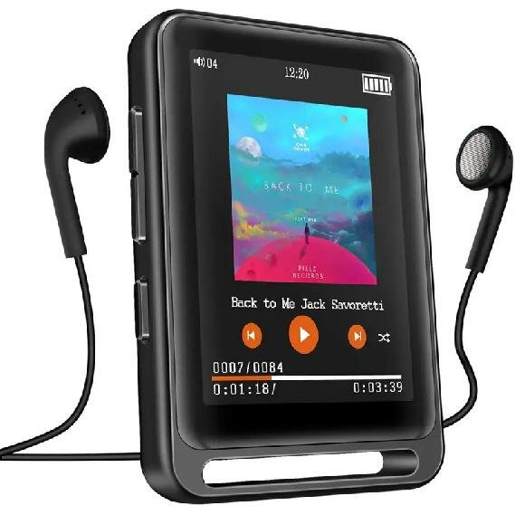 MP3-плеер 64 ГБ с Bluetooth 5.3, сенсорным экраном, портативный музыкальный плеер с динамиками, высококачественный звук без потерь