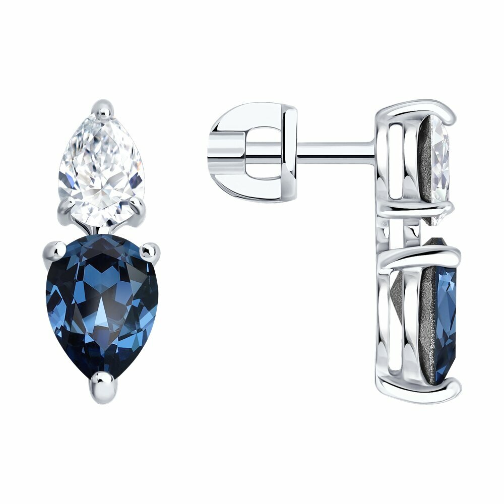 Серьги, серебро, 925 проба, родирование