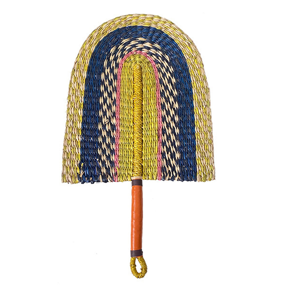 Ручной Вентилятор: 28 x 50 см Исключительный Ручной Труд Декор из Морской Травы - Элегантный Настенный Декор Кожаная Ручка for Японский, Рустикальный или Корейский Минималистичный Интерьер