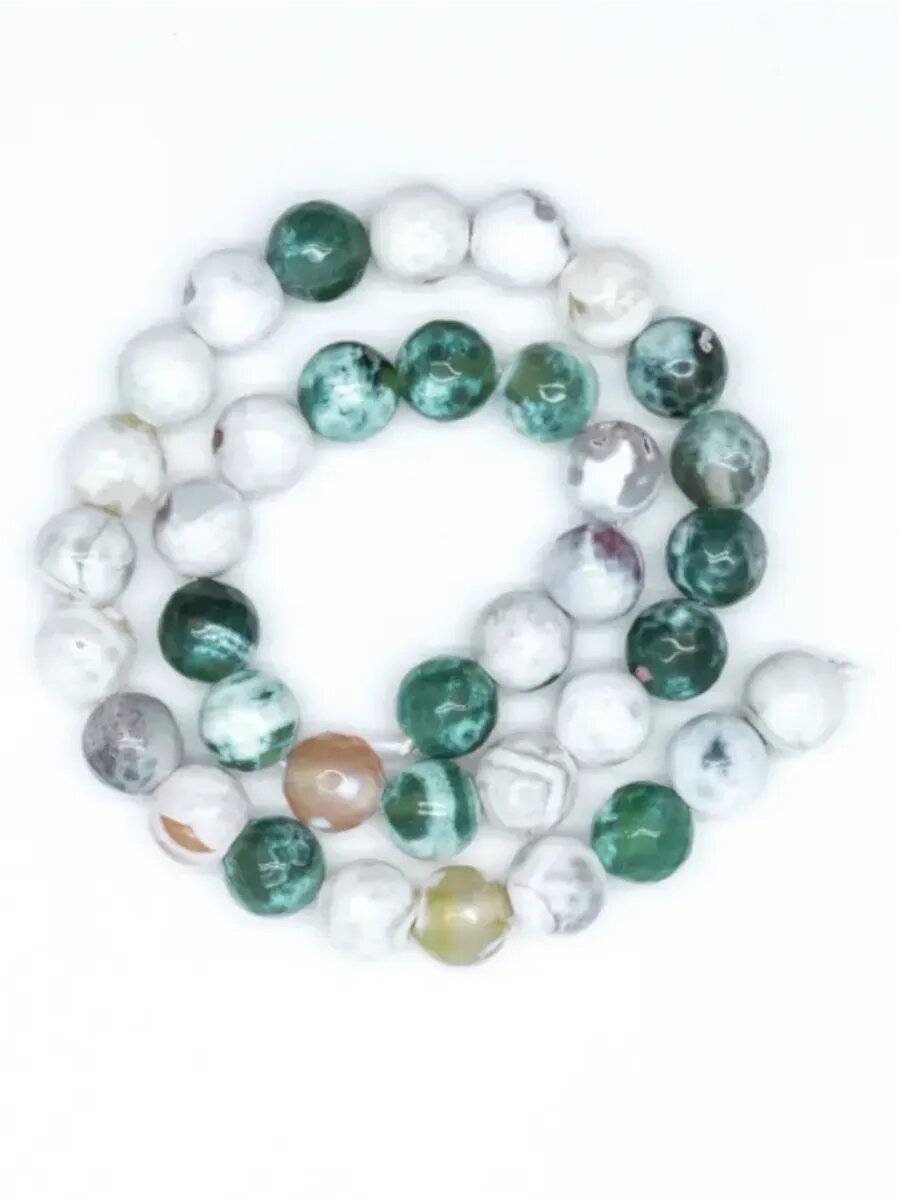 1058 Бусинки для создания бижутерии бело-зеленые 1 шт хит А+