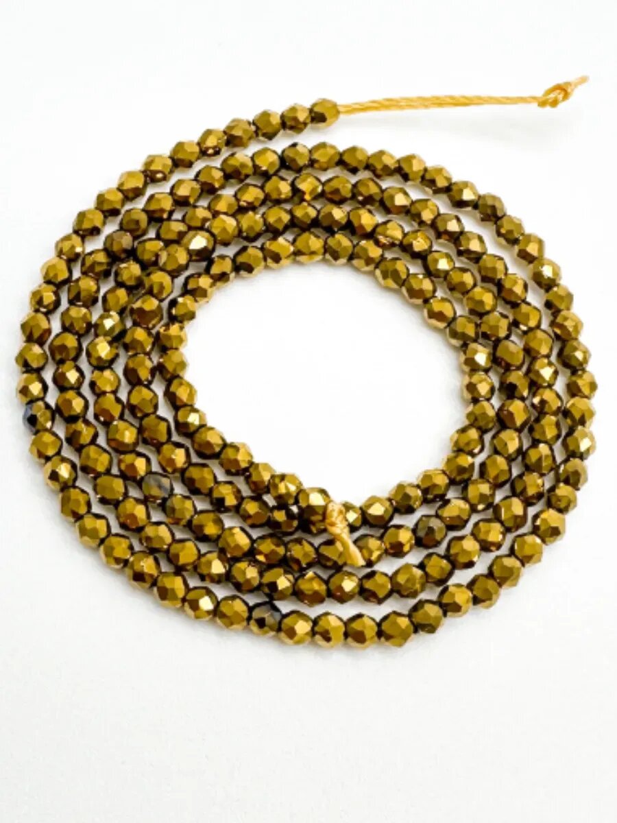 0861 Лучистый колчедан бусины для ожерелья золото 2мм 1 нить