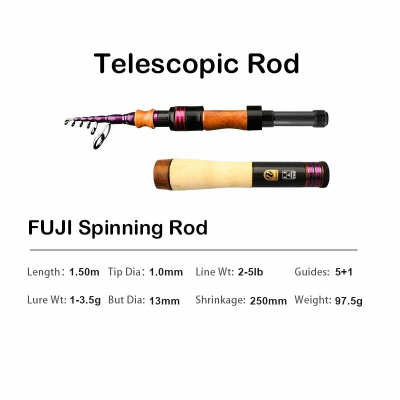 Телескопическая удочка FUJI Spinn 150 UL, 1.50м