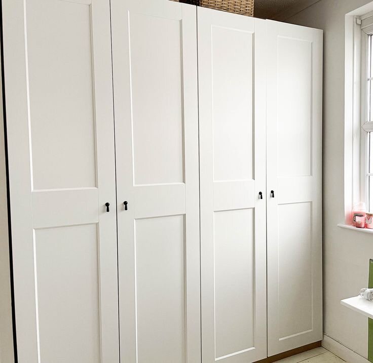 Шкаф икеа "РАХ", напольный, 200x61x233 см, белый, 4 дверцы, матовый