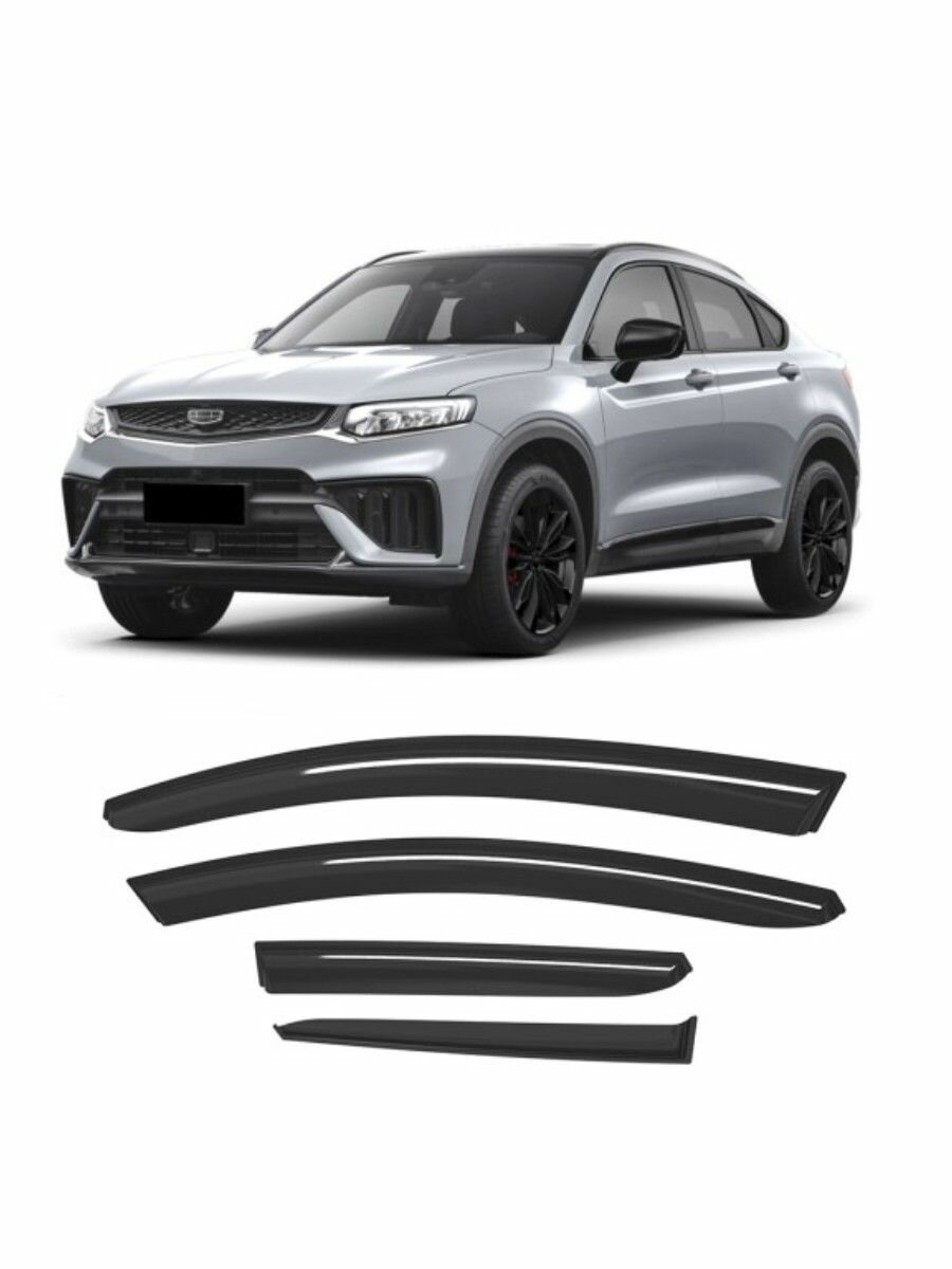 Дефлекторы неломающиеся 4 шт. для а/м Geely Tugella, Voron Glass DEF01854