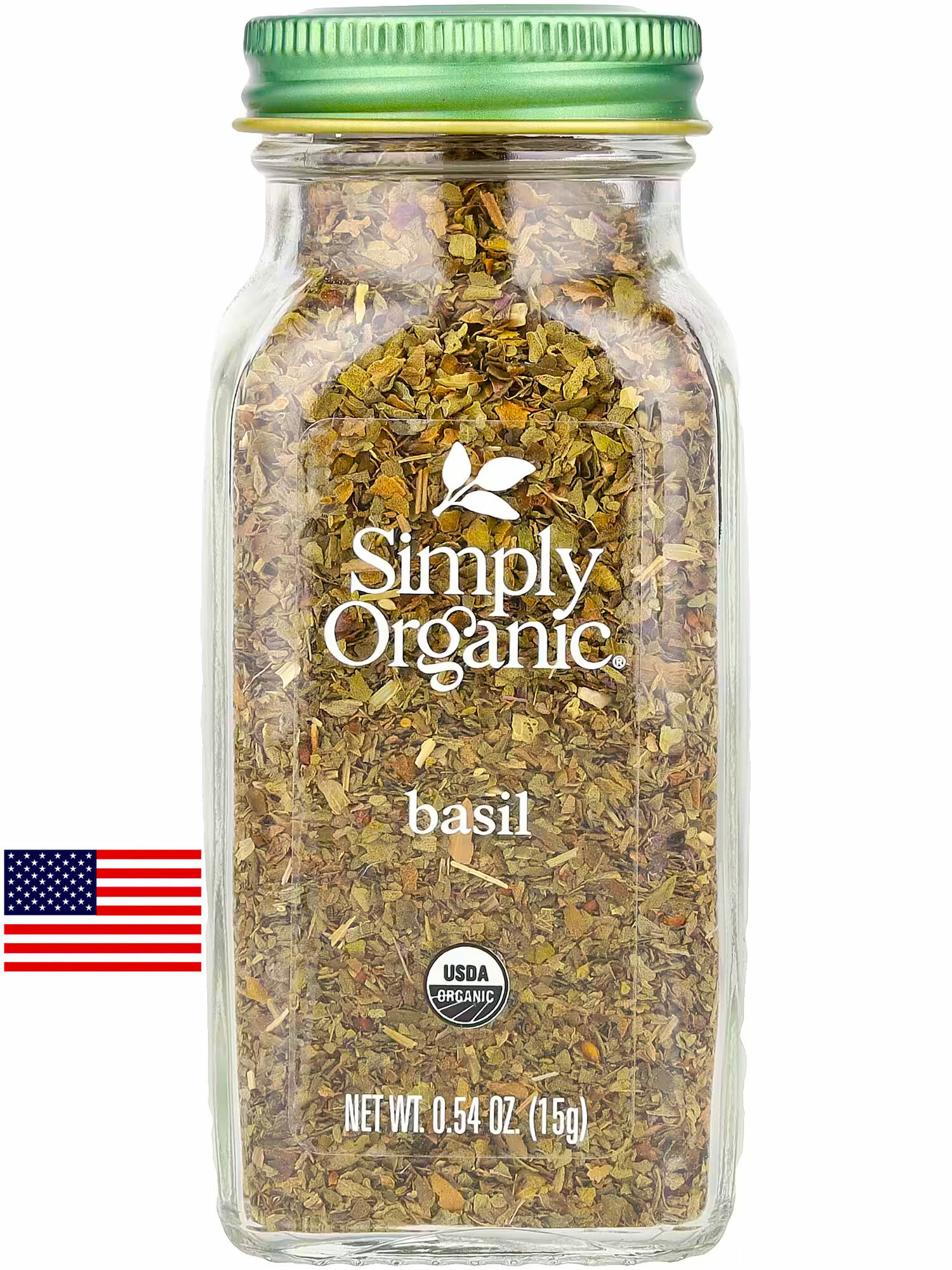 Органический базилик Simply Organic в стеклянной баночке, 15 гр