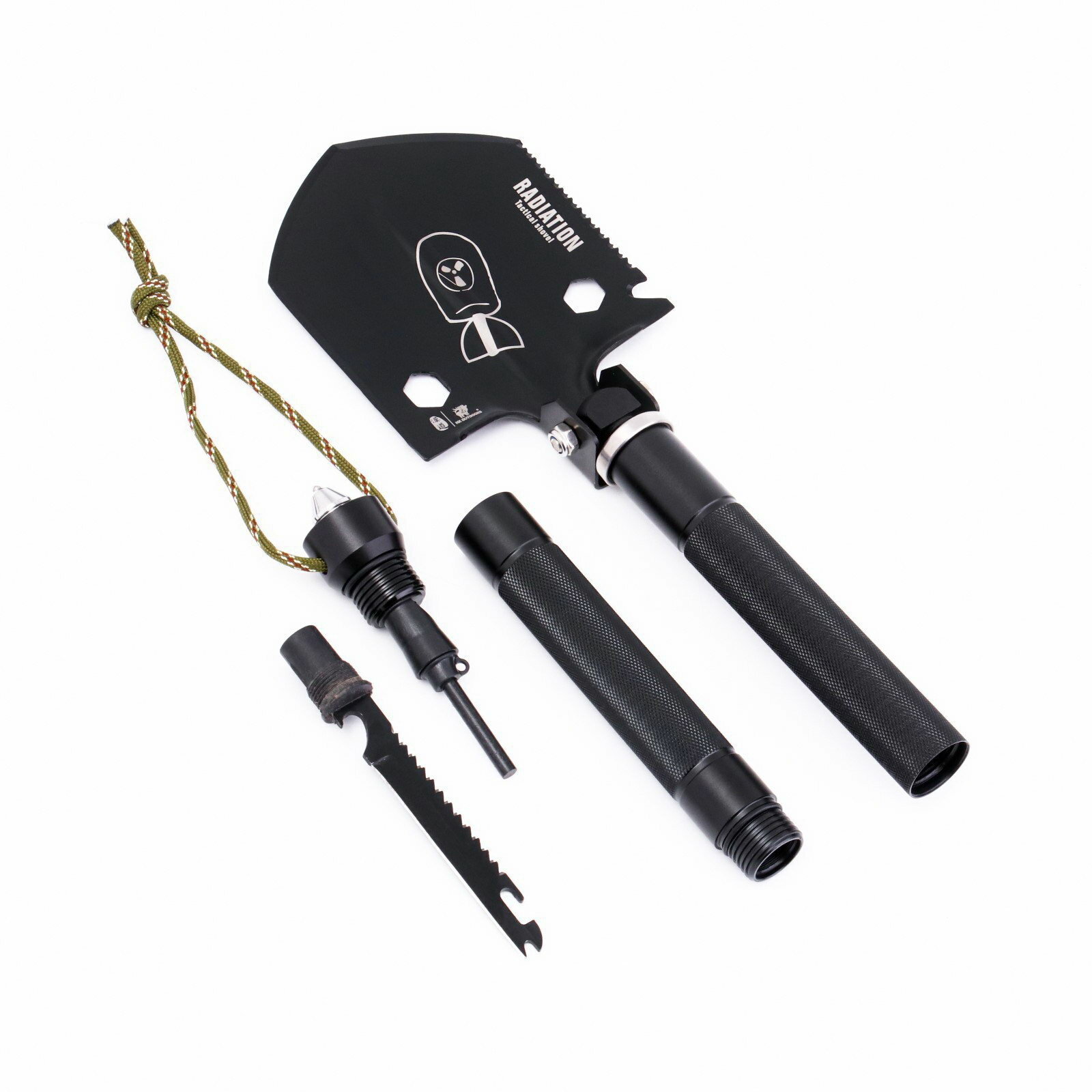 Лопата многофункциональная 6в1 в чехле, черная, цвет: чёрный