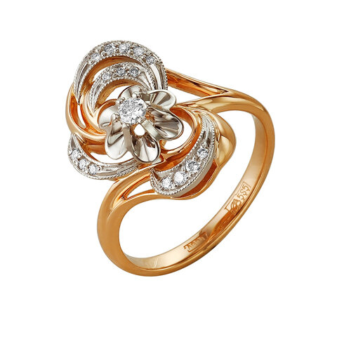 Кольцо, золото, 585 проба, бриллиант