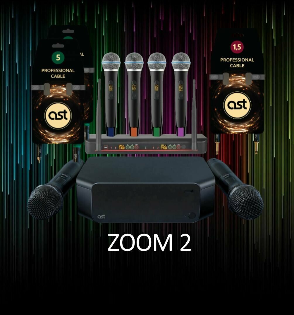 Профессиональная караоке комплект AST Zoom 2 и 4 микрофонами для больших компаний