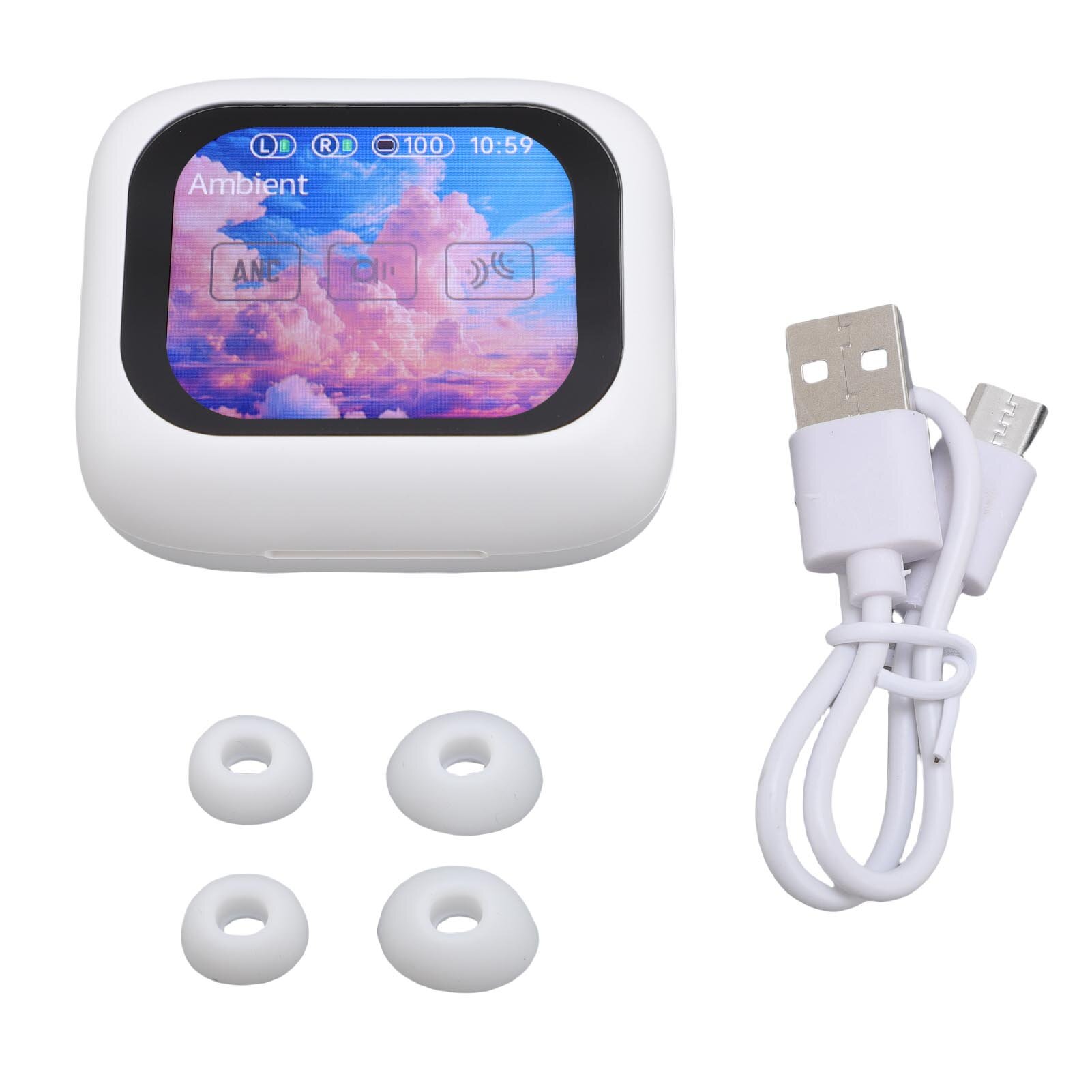 Умные наушники-переводчики с сенсорным экраном, 140+ языков, беспроводные Bluetooth-переводчики в режиме реального времени, белые наушники-переводчики