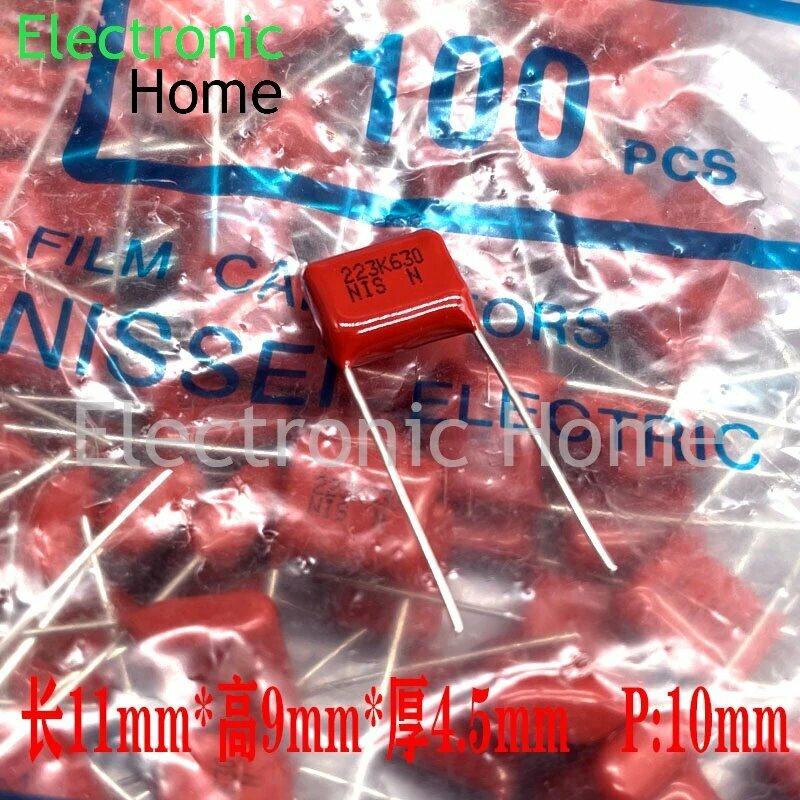 20 шт. NIS CBB 223 22nf 0,022 мкФ 630 В 2J nissei медный контакт высокочастотный пленочный конденсатор 630V223K 11x9x4,5 мм P10 мм