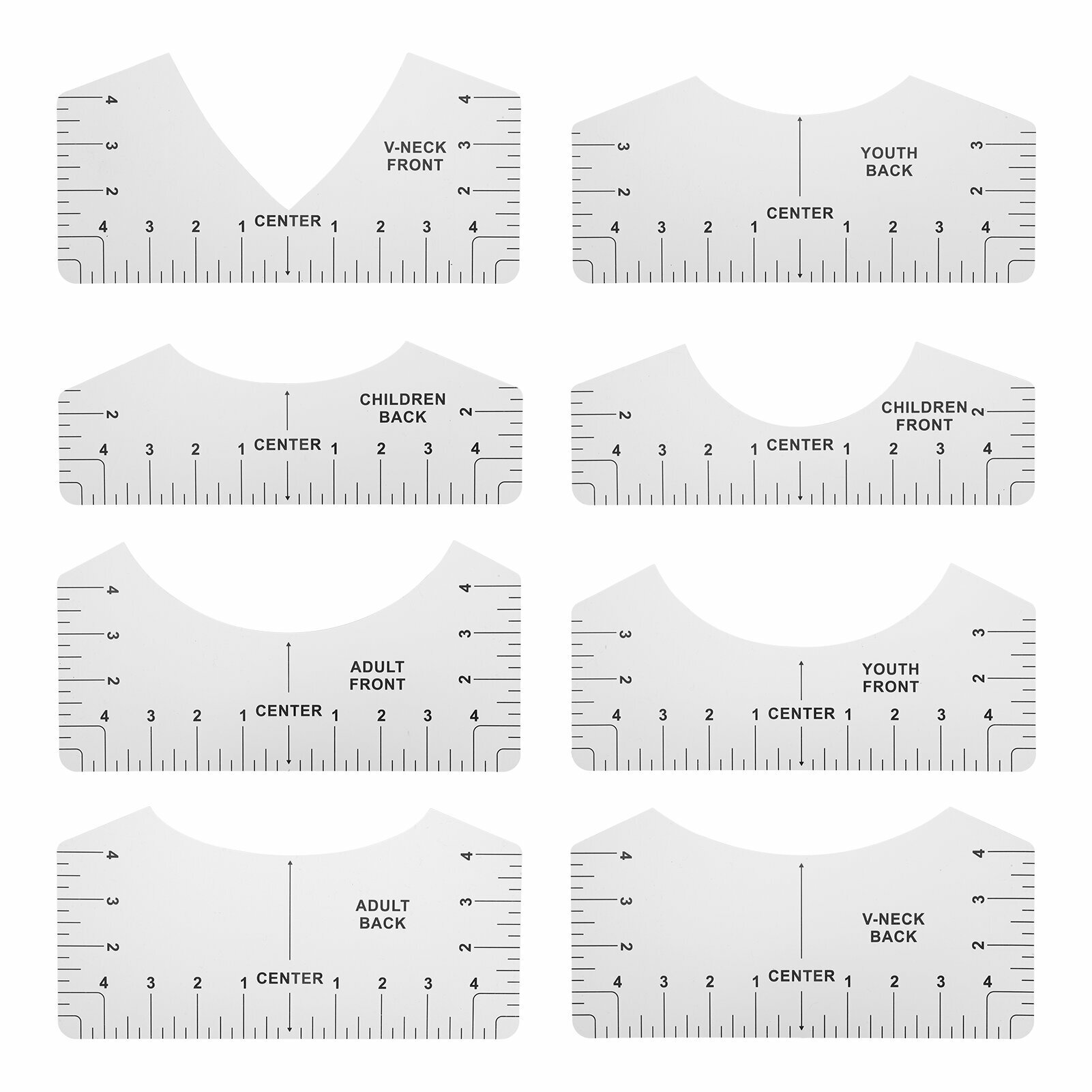 Tshirt Guide Ruler Alignment Tool Round Neck Calibration and Sewing Guiding For Clothing Design(White )