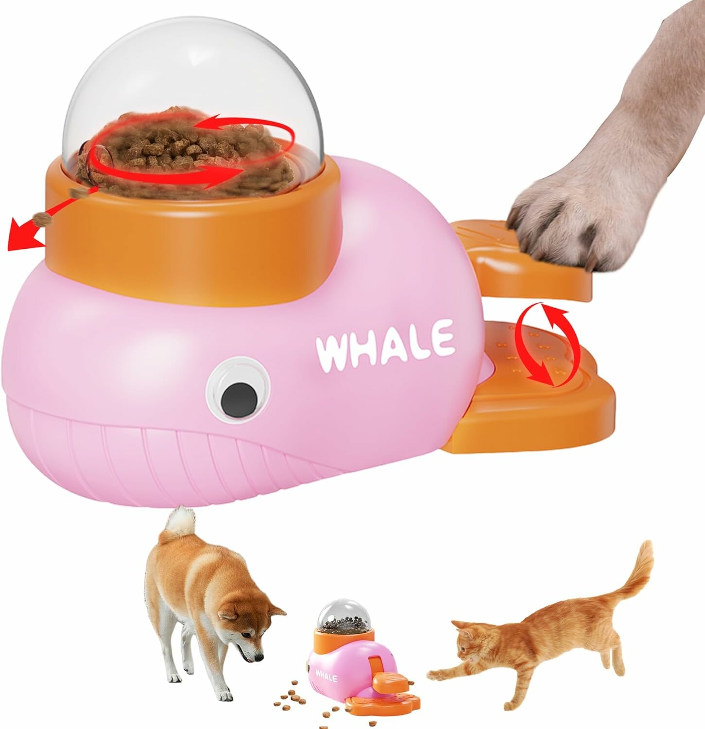 DINGXIAN Кормушка-головоломка для собак в форме кита, интерактивная игрушка для умственного развития, медленная кормушка для мелких и средних собак и кошек, тренажер IQ для снижения вздутия и скуки