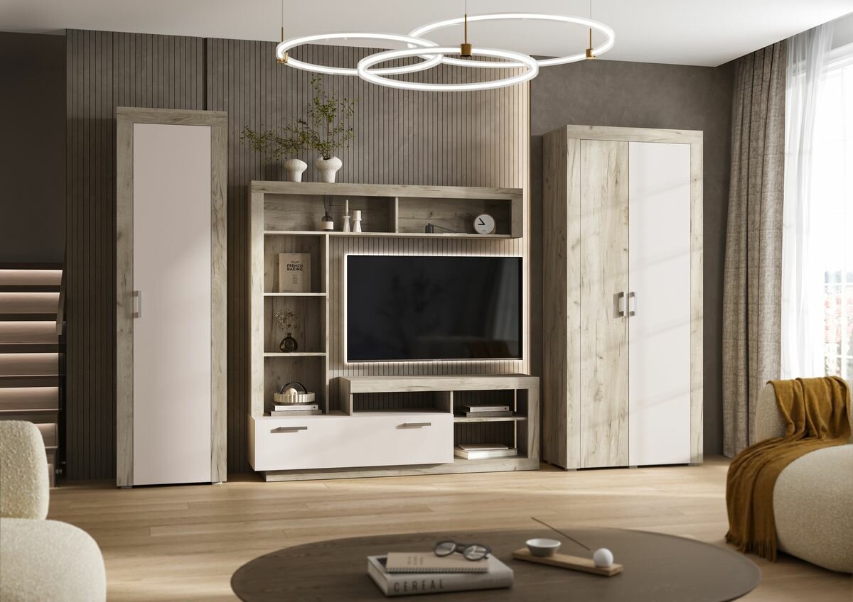 Комплект мебели для гостиной Ангара (Кашемир, Дуб Крафт серый)