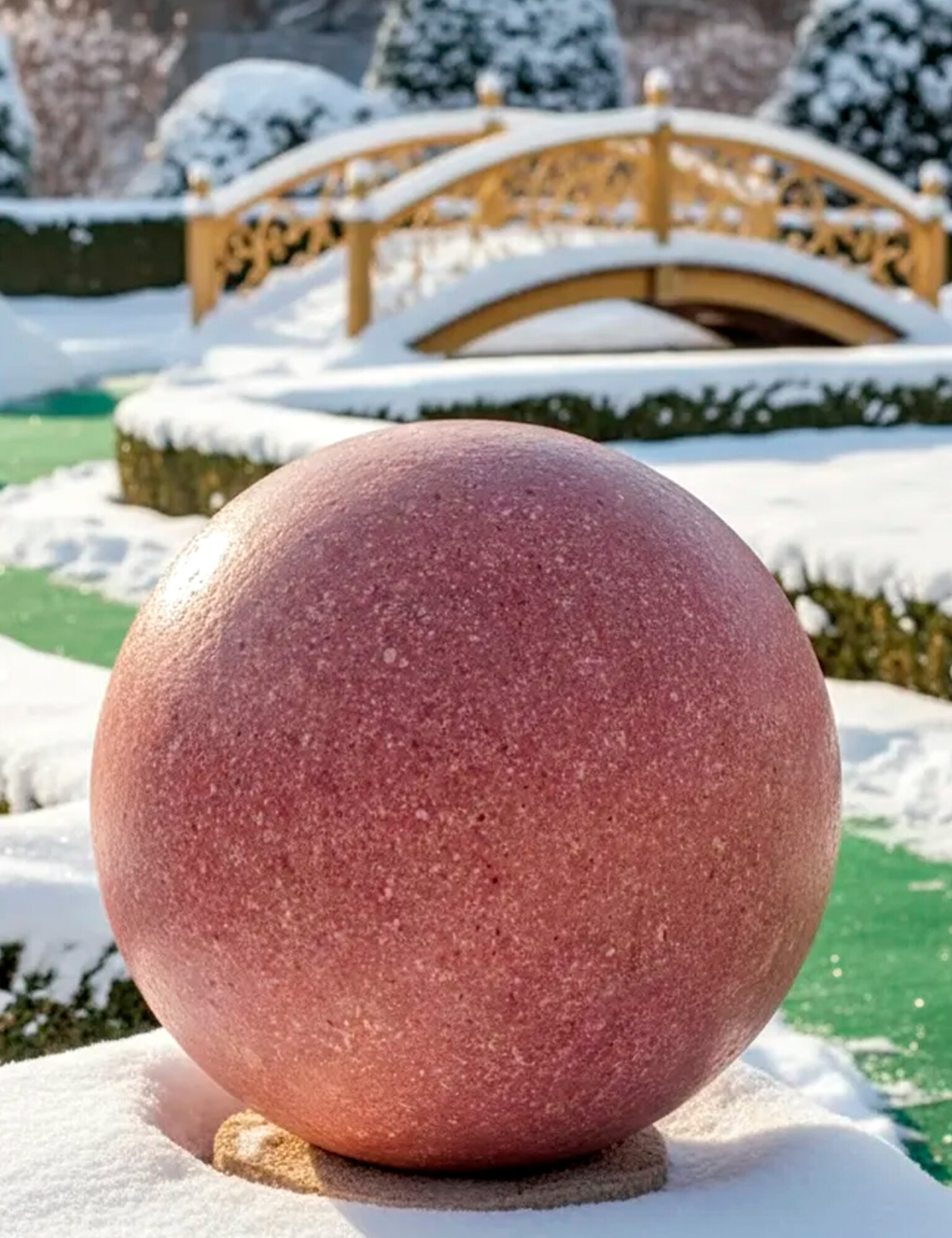 Фигурка декоративная "Шар", ручная работа, красная, из бетона, 40x40 см