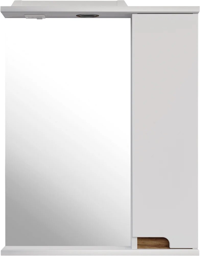 Зеркало ASB-Mebel Вита 60 со светодиодной подсветкой, с полкой, со шкафчиком, 60 см, с розеткой, белое