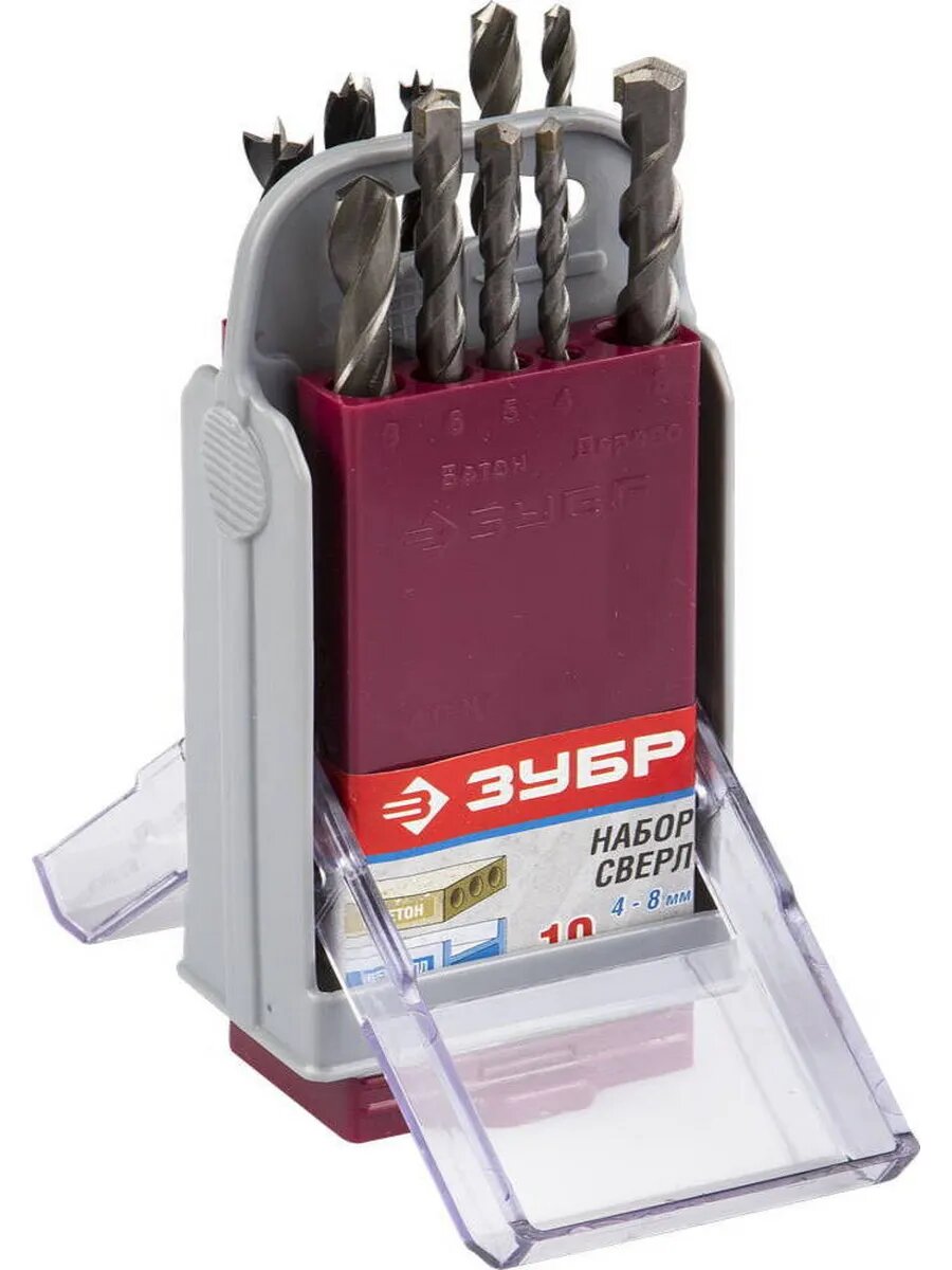 10 шт, 4 - 8 мм, в супер боксе, набор комбинированных сверл