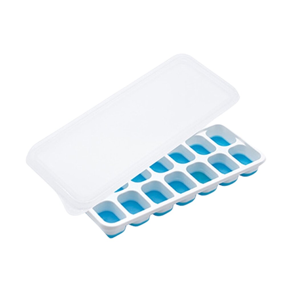 Квадратная форма для льда с крышкой, силиконовым мягким дном, легко снимаемая форма, коробка для льда-небесно-голубой-23 см