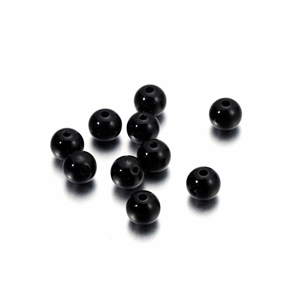 Набор бусин для рукоделия, акриловые круглые перламутровые бусины 100шт 8мм, цвет черная для украшений, браслетов и декора своими руками