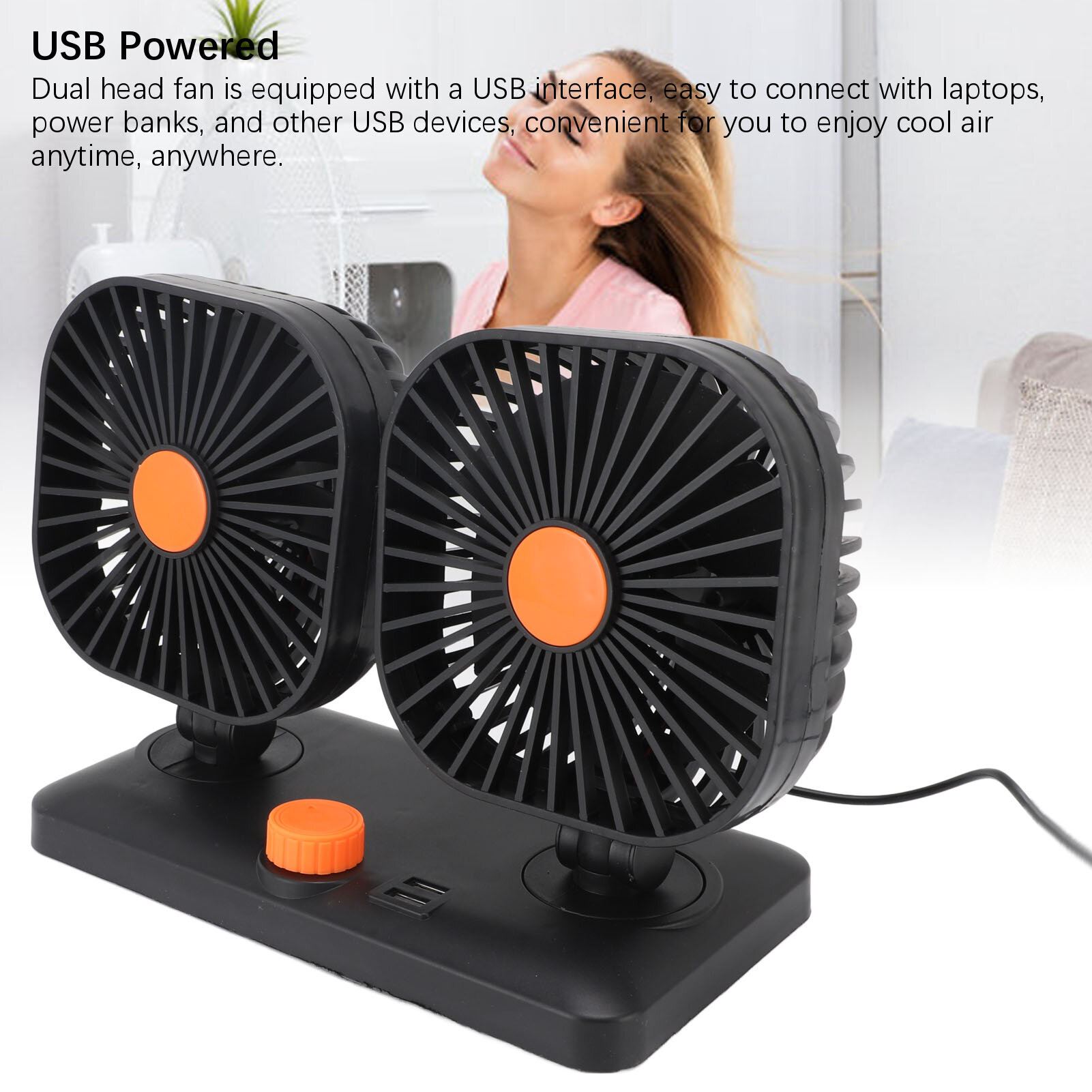 Автомобильный вентилятор с двумя головками USB-вентилятор тихий 12 В 24 В портативный автоматический охлаждающий вентилятор для транспортных средств, домашнего использования в спальне