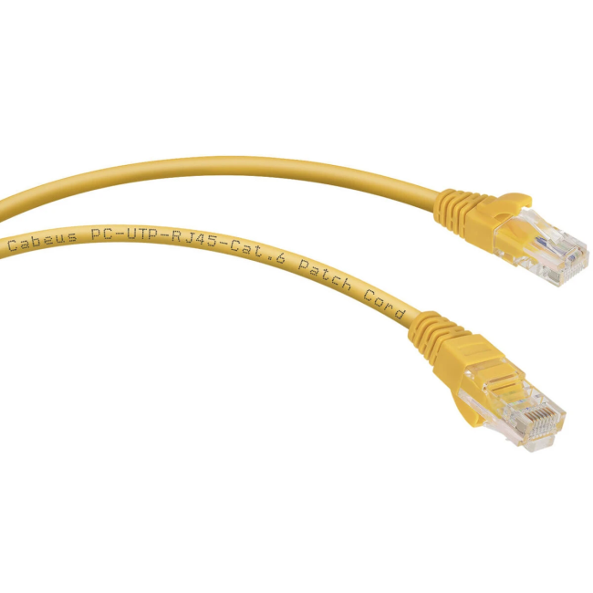PC-UTP-RJ45-Cat.6-3m-YL-LSZH Кабель патч-корд U/UTP 6 кат. 3м Cabeus 2xRJ45/8p8c, неэкранированный, желтый, LSZH, 3м
