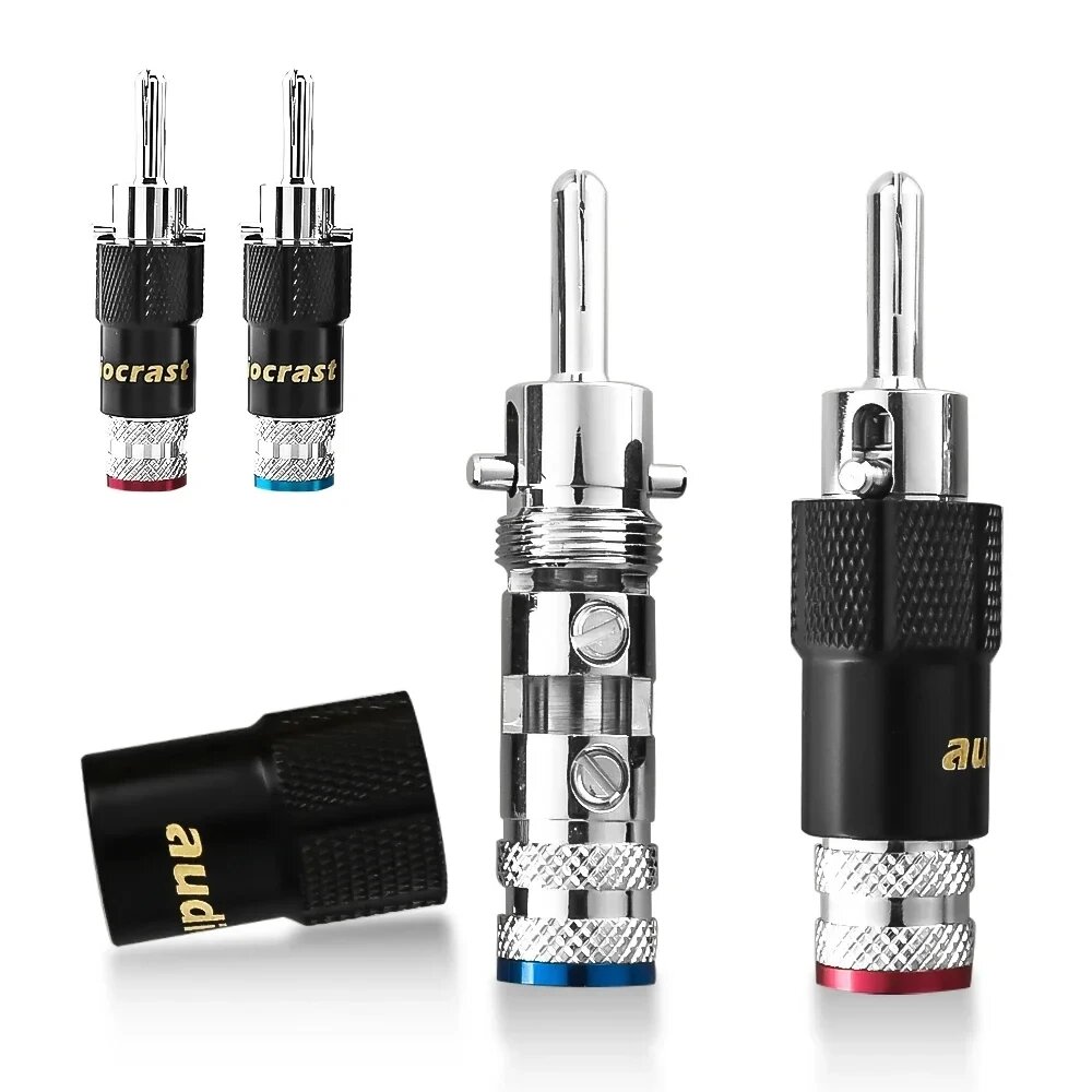 Audiocrast Банановые разъемы для акустики, 8шт, Rhodium Plated