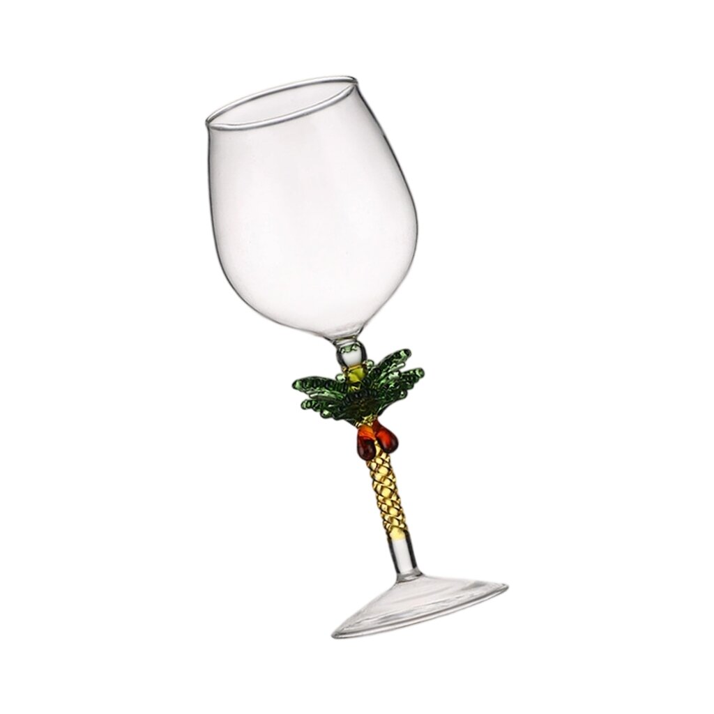 Бокалы для вина с изображением кокосовых пальм, красное стекло, ручная роспись, стеклянная посуда