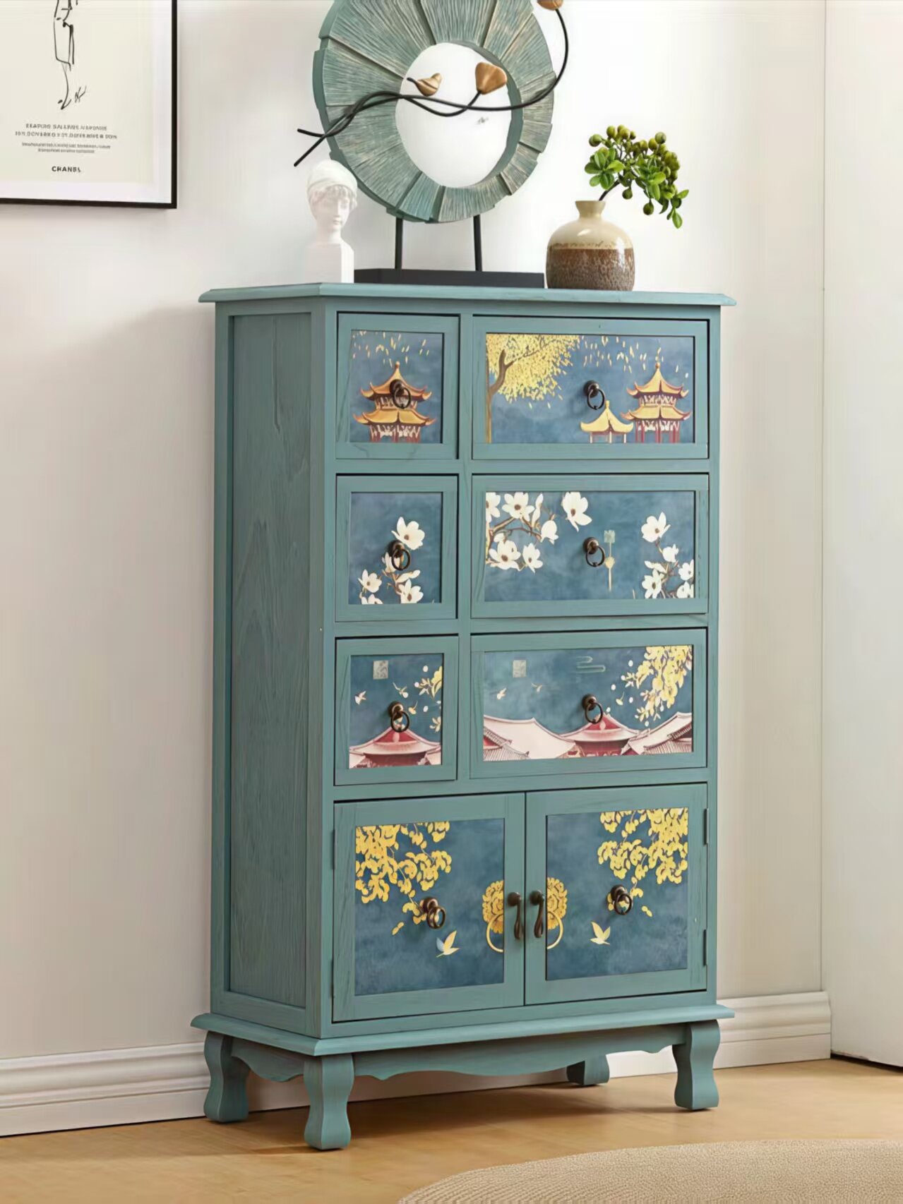 Американский деревенский ретро прикроватный шкафчик с простым хранением, многофункциональный экономичный комод у стены