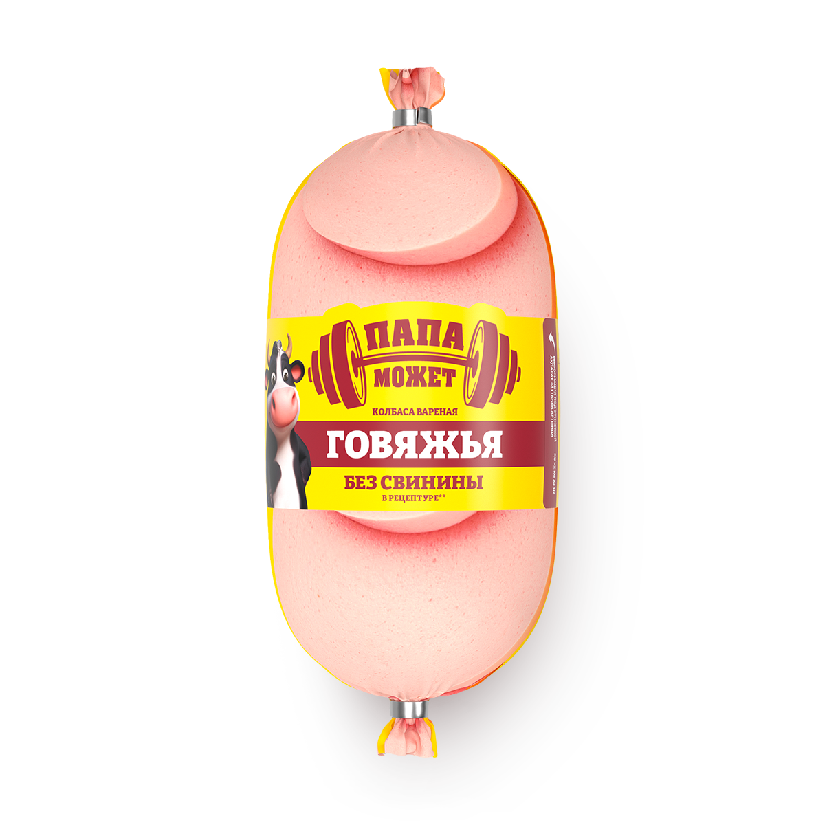 Колбаса "Папа может!", говяжья, вареная, вакуумная упаковка, 400 г