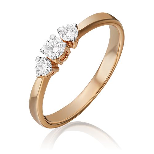 Кольцо, красное золото, 585 проба, бриллиант