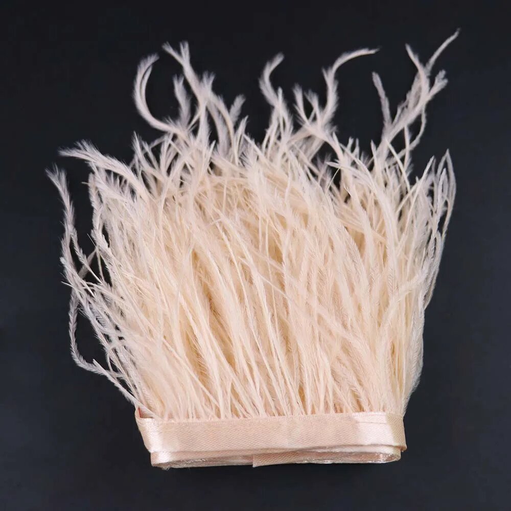 Лента с бахромой из страусиных перьев 8-10 см, 52 цвета Шампанское