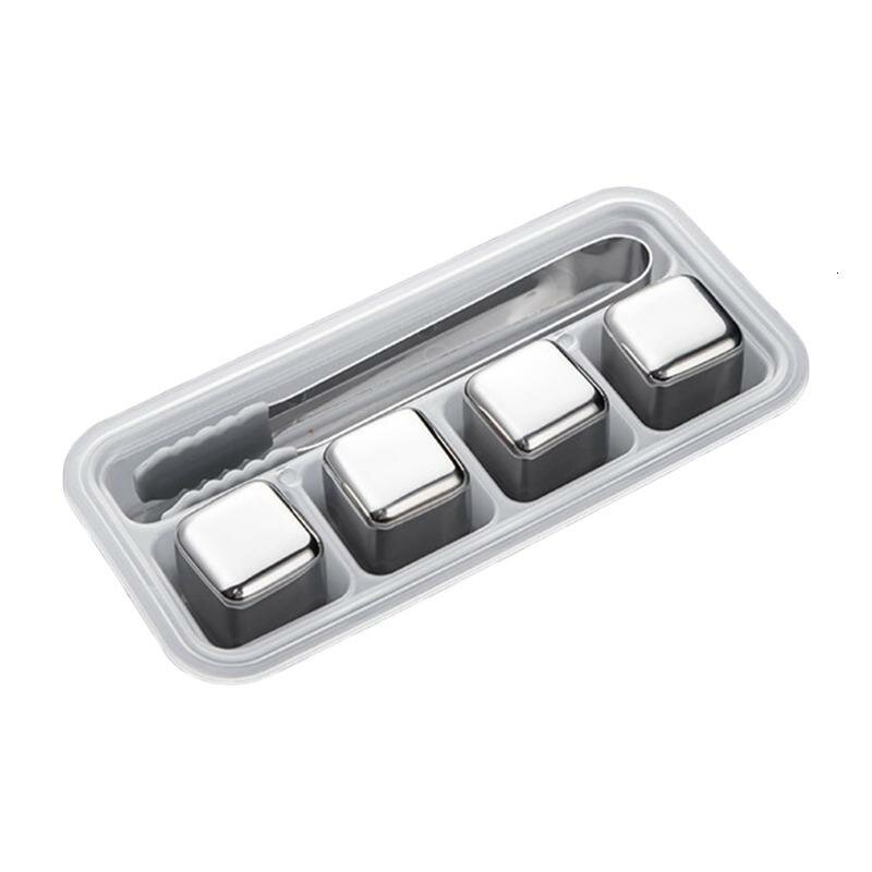 Набор стальных кубиков для охлаждения напитков, Серебро 4 штуки