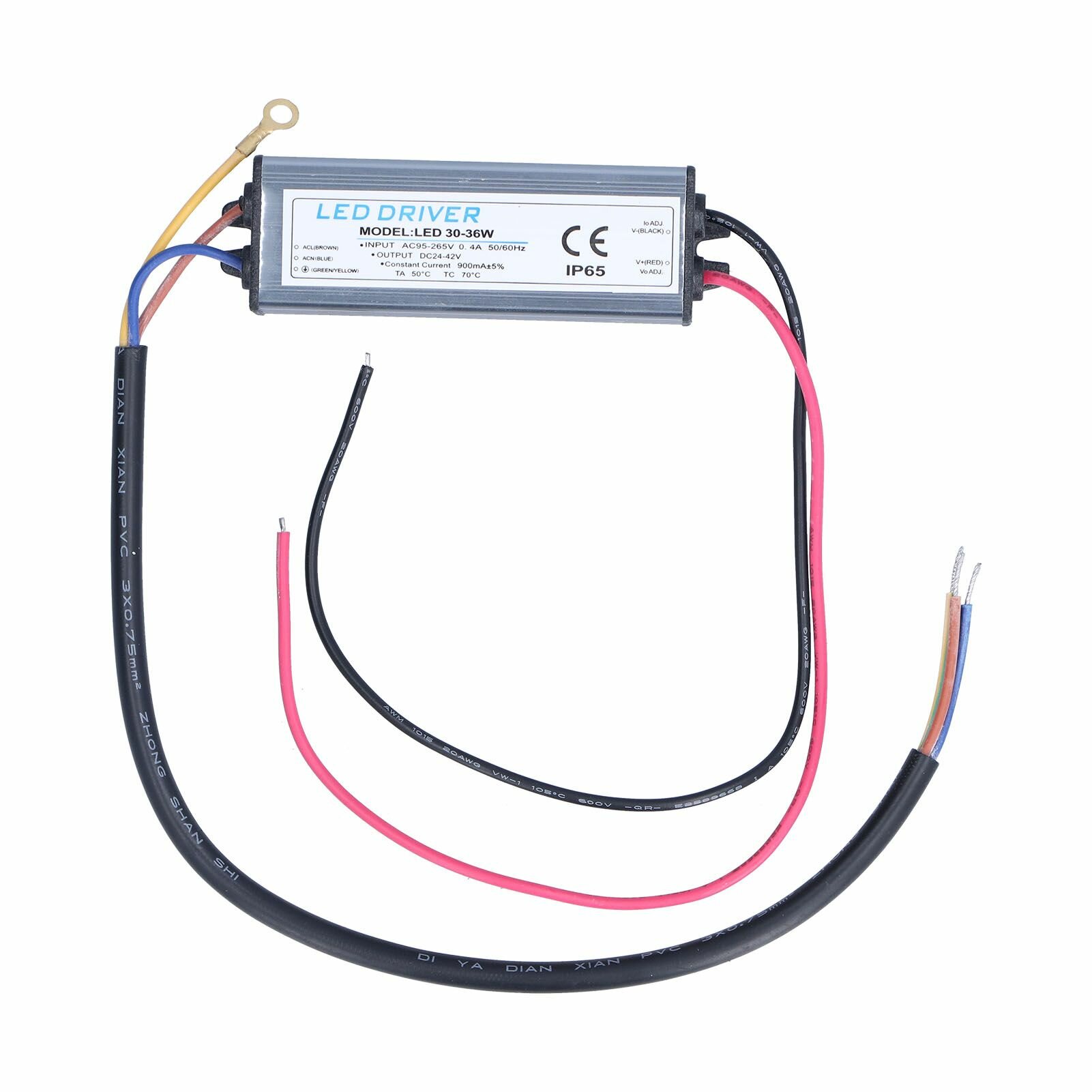 Светодиодный драйвер 30-36 Вт, трансформатор питания лампы, AC95-265V, DC24-42V, постоянное напряжение 900 мА.