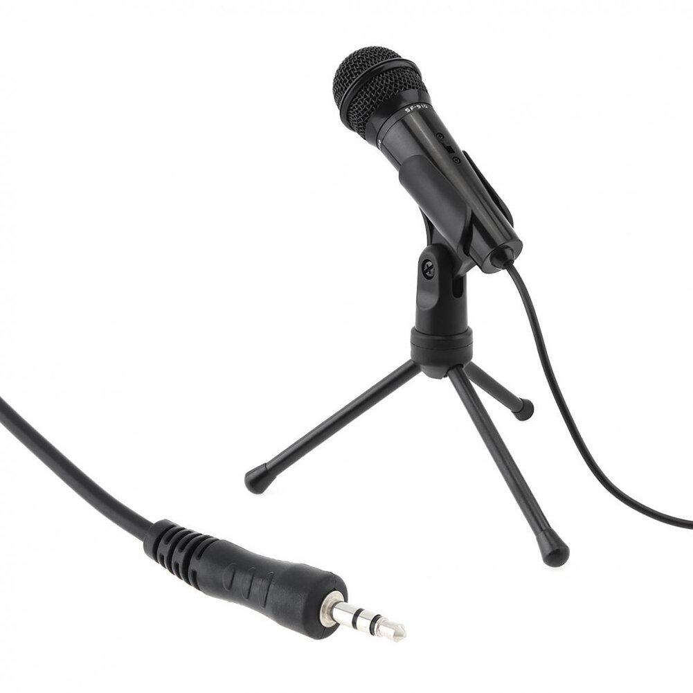 Sf-910 Мультифункциональный микрофон для записи звука 3.5mm портативный конденсаторный микрофон для вещания с подставкой для настольного компьютера ноутбука черный белый опционально длина кабеля 1.85м размер изделия 135*45мм вес упаковки 196г в комплект