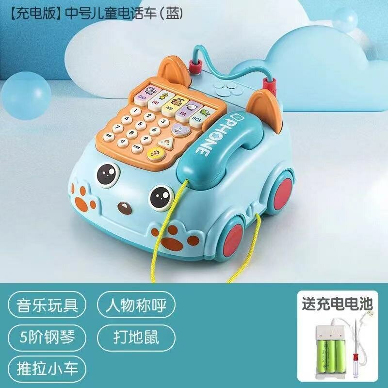 Детский телефон симулятор стационарного телефона с подсветкой и музыкой, многофункциональная игрушка для раннего развития, доступна дропшиппинг