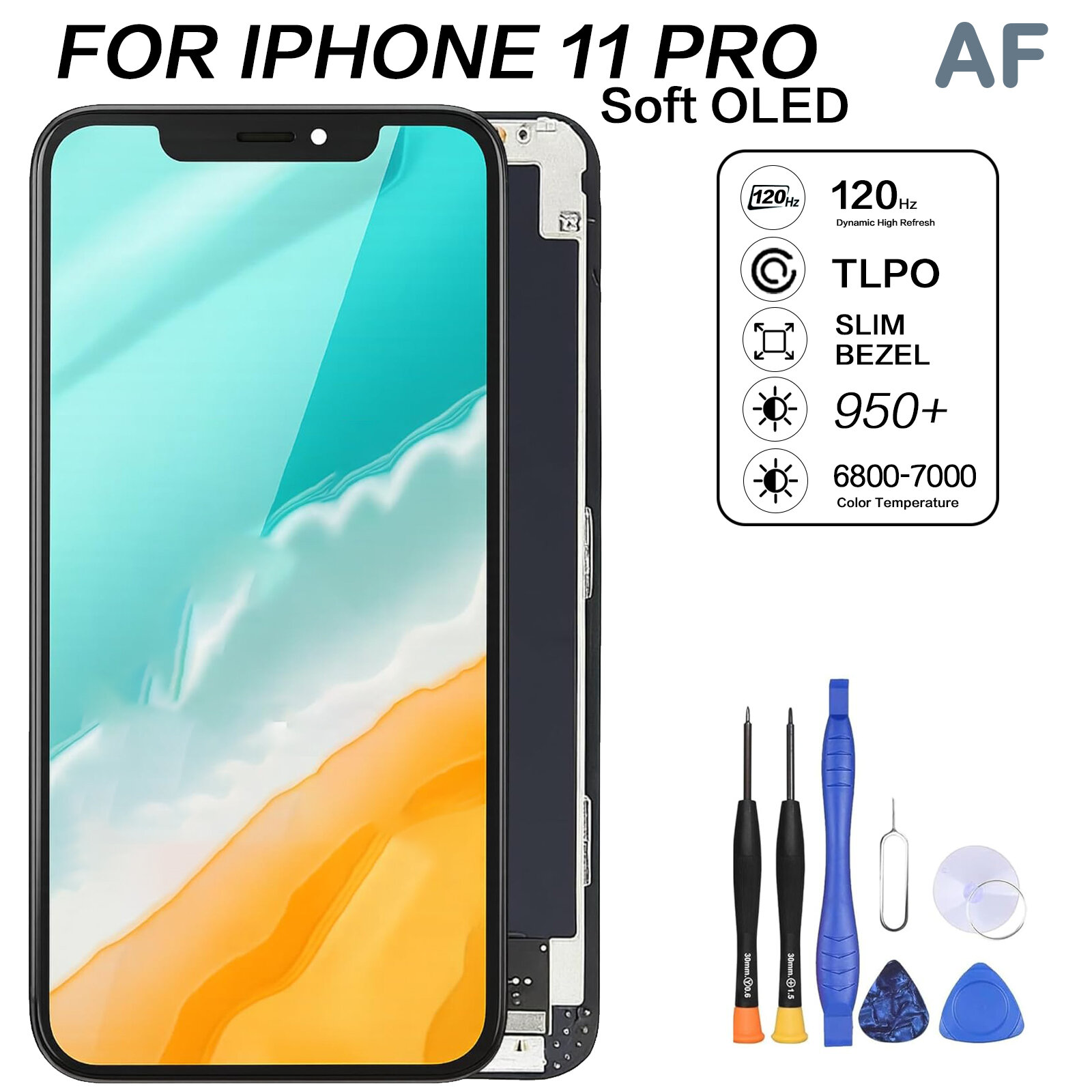 Гибкий OLED-экран-замена для iPhone 11 Pro: 120 Гц, рамки 0.9 мм, высший китайский класс