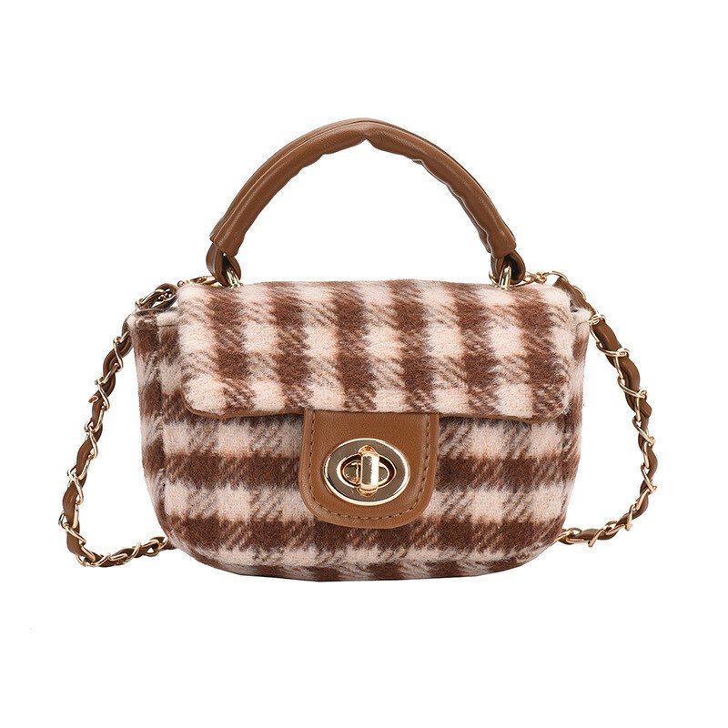 Shoulder bag delightfull girls with cute bowknot design and chic geometric patterns brown