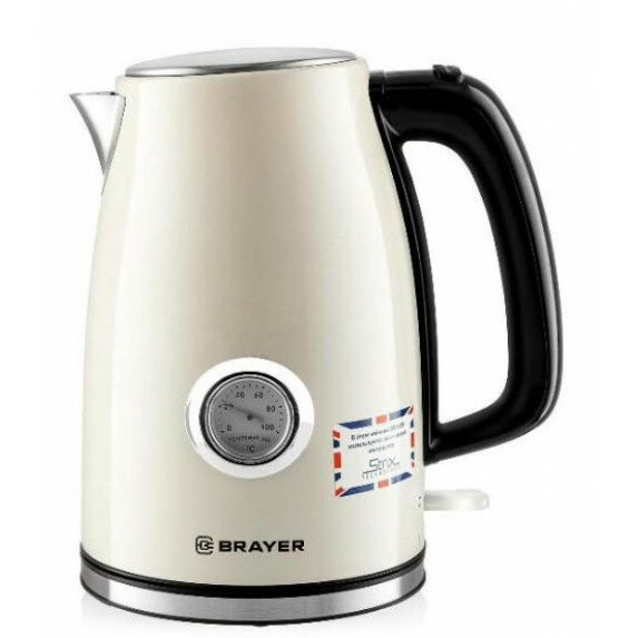 Чайник электрический 1.7Л 2200ВТ диск встр термометр контроллер STRIX фильтр. Нерж шамп BRAYER