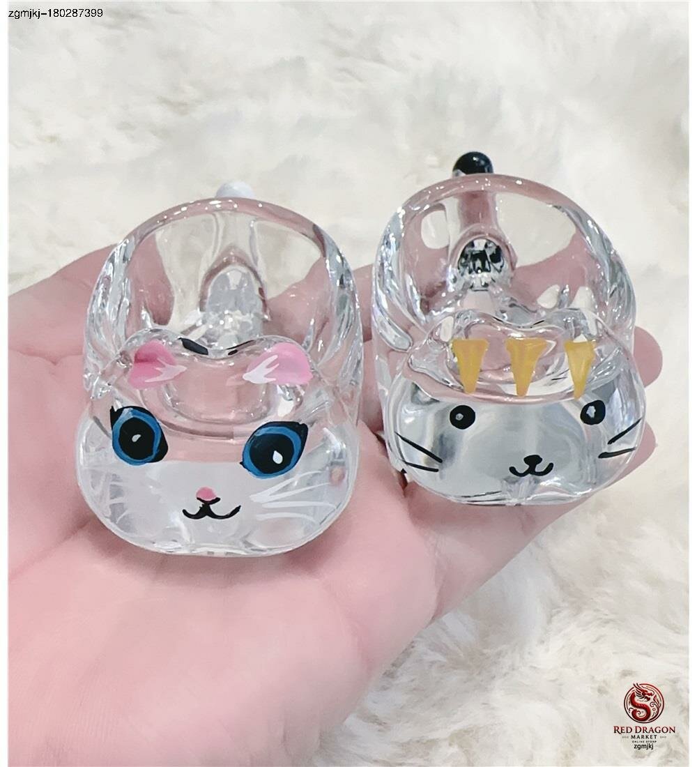 2 шт. Прозрачная стеклянная миска для соуса в форме кошки 28мл / Подставка для палочек / Палитра для красок