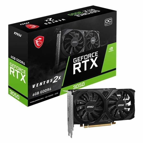 Видеокарта MSI RTX3050 VENTUS 2X E OC 6GB GDDR6 96bit 2xDP HDMI
