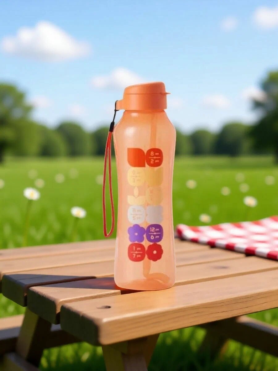 Эко-бутылка Tupperware AquaVibe, для воды, 1,2л, оранжевая , с трубочкой