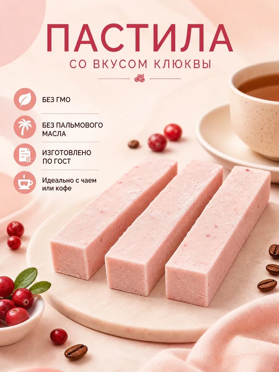 Пастила с ароматом клюквы,250гр
