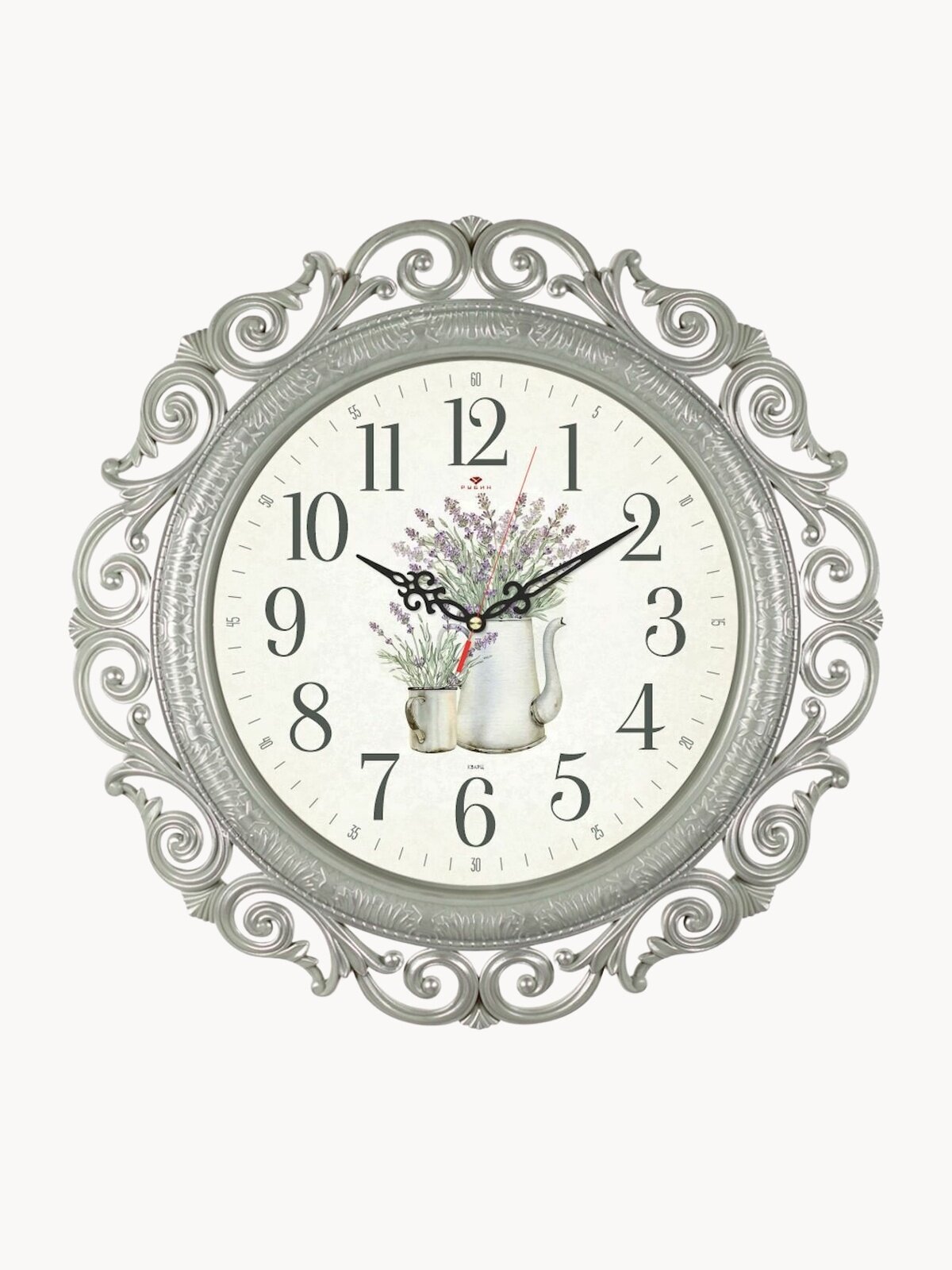 Часы настенные круг ажурные большие 40,5см, корпус оливковый кварцевые