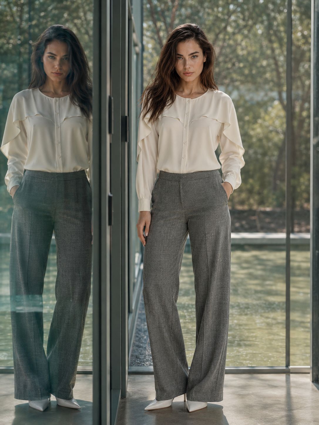 Блуза KEY FASHION Осень-зима 2026, размер 42, экрю, бежевый — фото 1