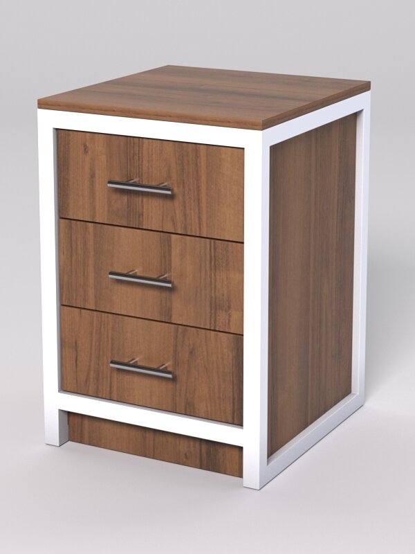 Тумба Т-01 "стронг" в стиле лофт, Орех + металлический каркас Белый